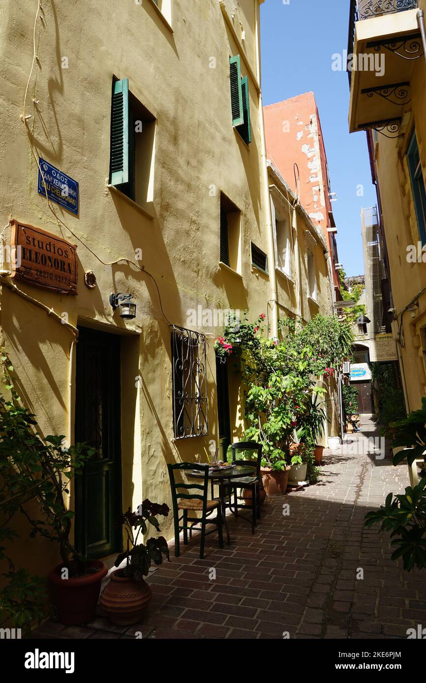 alley, downtown, Chania, Hania, Crete, Greece, Europe Stock Photo - Alamy