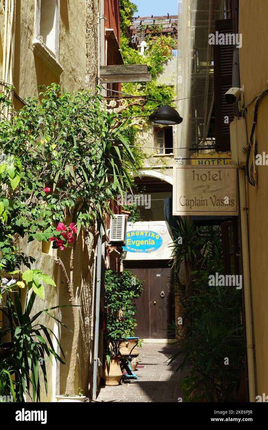 alley, downtown, Chania, Hania, Crete, Greece, Europe Stock Photo - Alamy