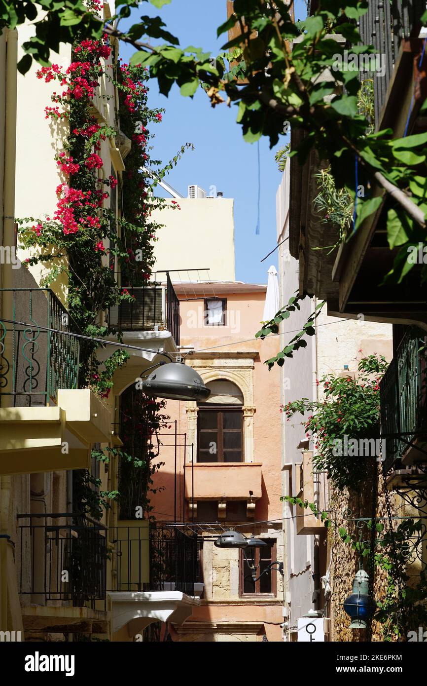 alley, downtown, Chania, Hania, Crete, Greece, Europe Stock Photo - Alamy