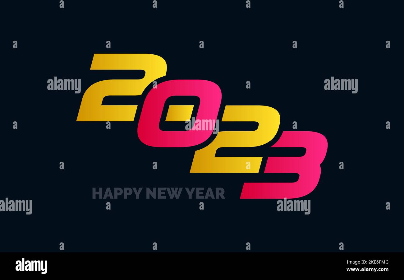 Happy New Year 2023 Text Design For Brochure Design Template Card