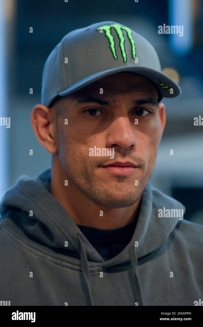 New York, NY on November 10, 2022. Alex Pereira attends a faceoff ...