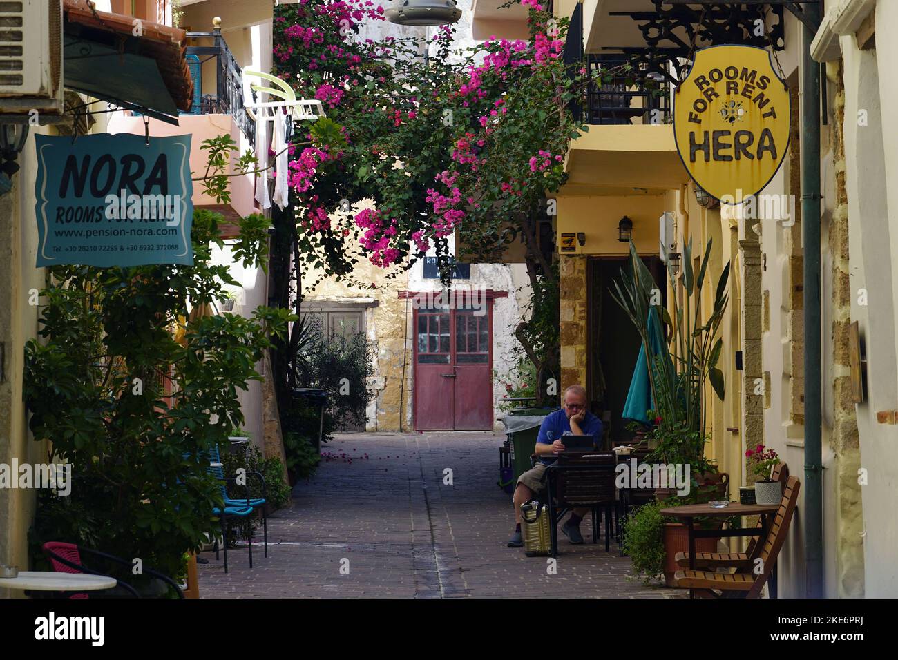 alley, downtown, Chania, Hania, Crete, Greece, Europe Stock Photo - Alamy