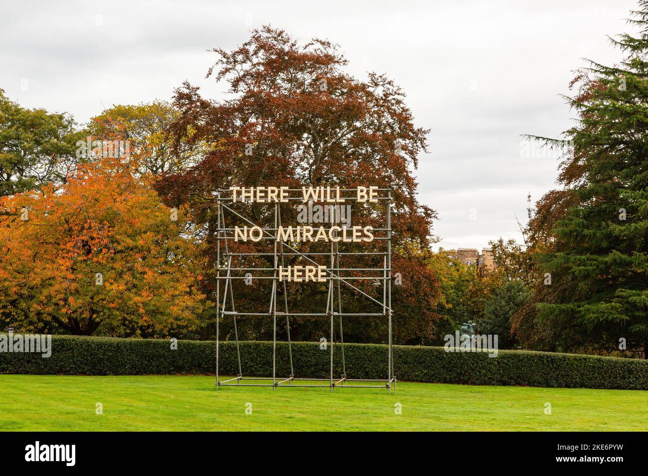 There Will be No Miracles Here sign, by Nathan Coley. Scottish National ...