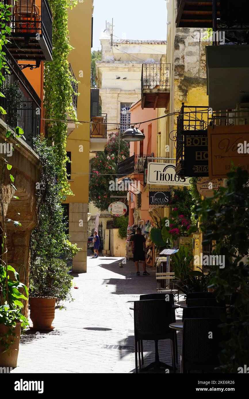 alley, downtown, Chania, Hania, Crete, Greece, Europe Stock Photo - Alamy