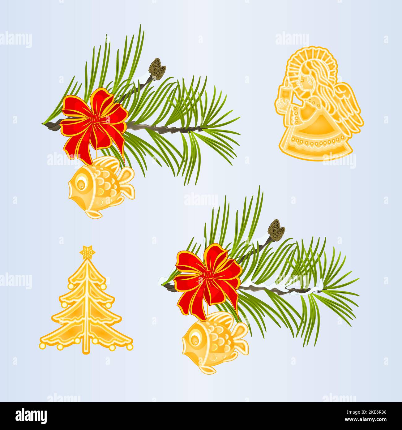 Set of Christmas and New Year decoration Christmas ornaments with ...