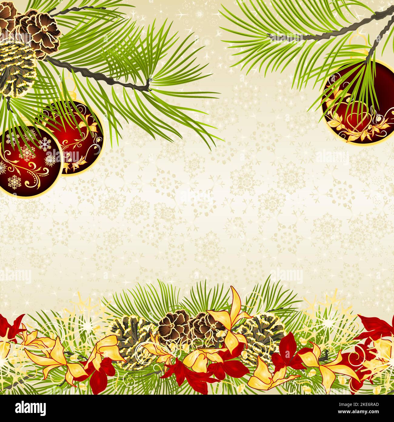 Christmas and New Year decoration red Christmas ornaments with golden ...