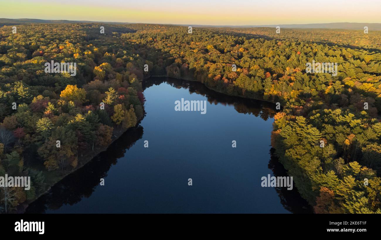 Overlooking a private lake in Northeast Pennsylvania Stock Photo - Alamy