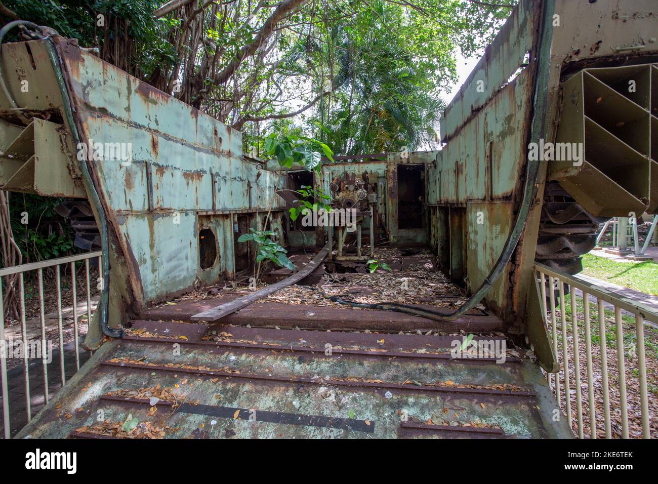 Interior of the amphibious transport vehicle, called Buffalo, used ...