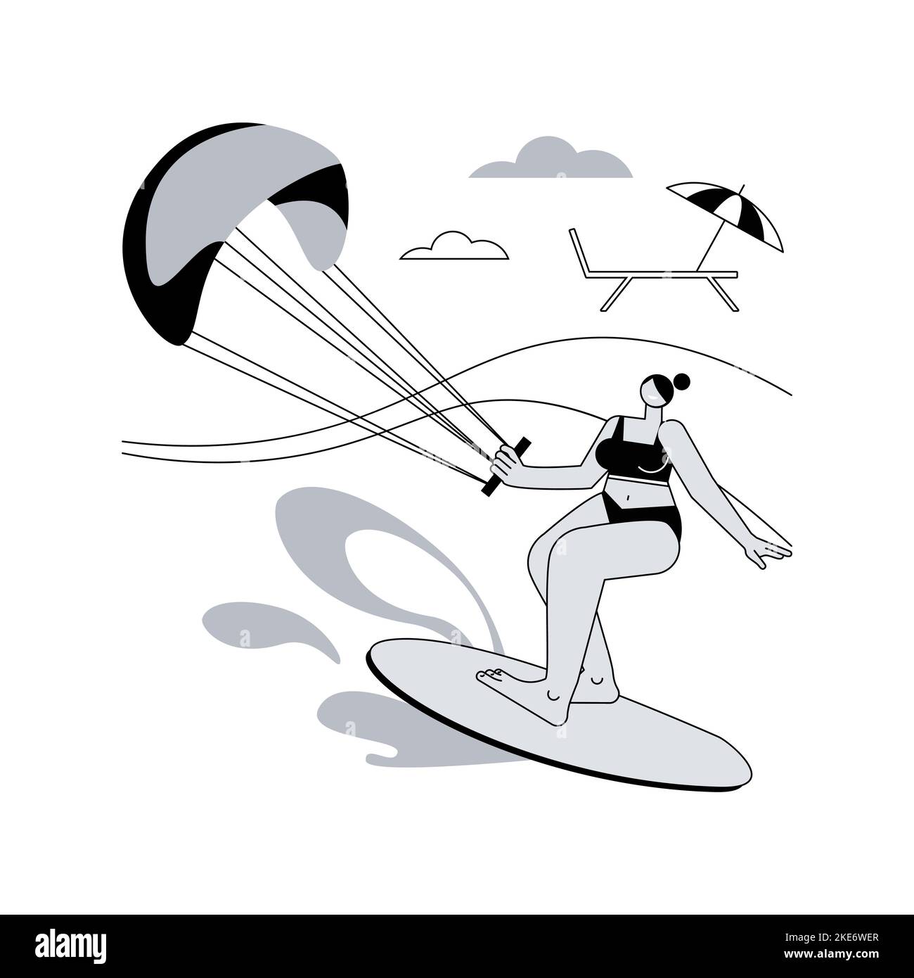 Kitesurfing abstract concept vector illustration. Kiteboarding ...
