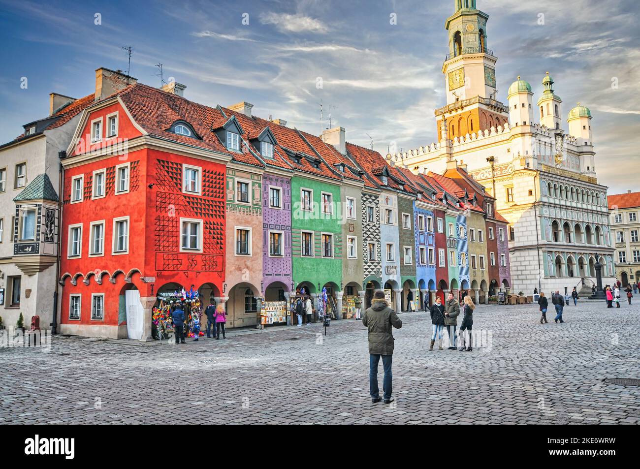 The old market square with beautiful architecture and people Stock ...