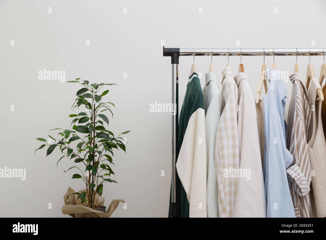 Clothes rack - Capsule eco friendly wardrobe Stock Photo - Alamy