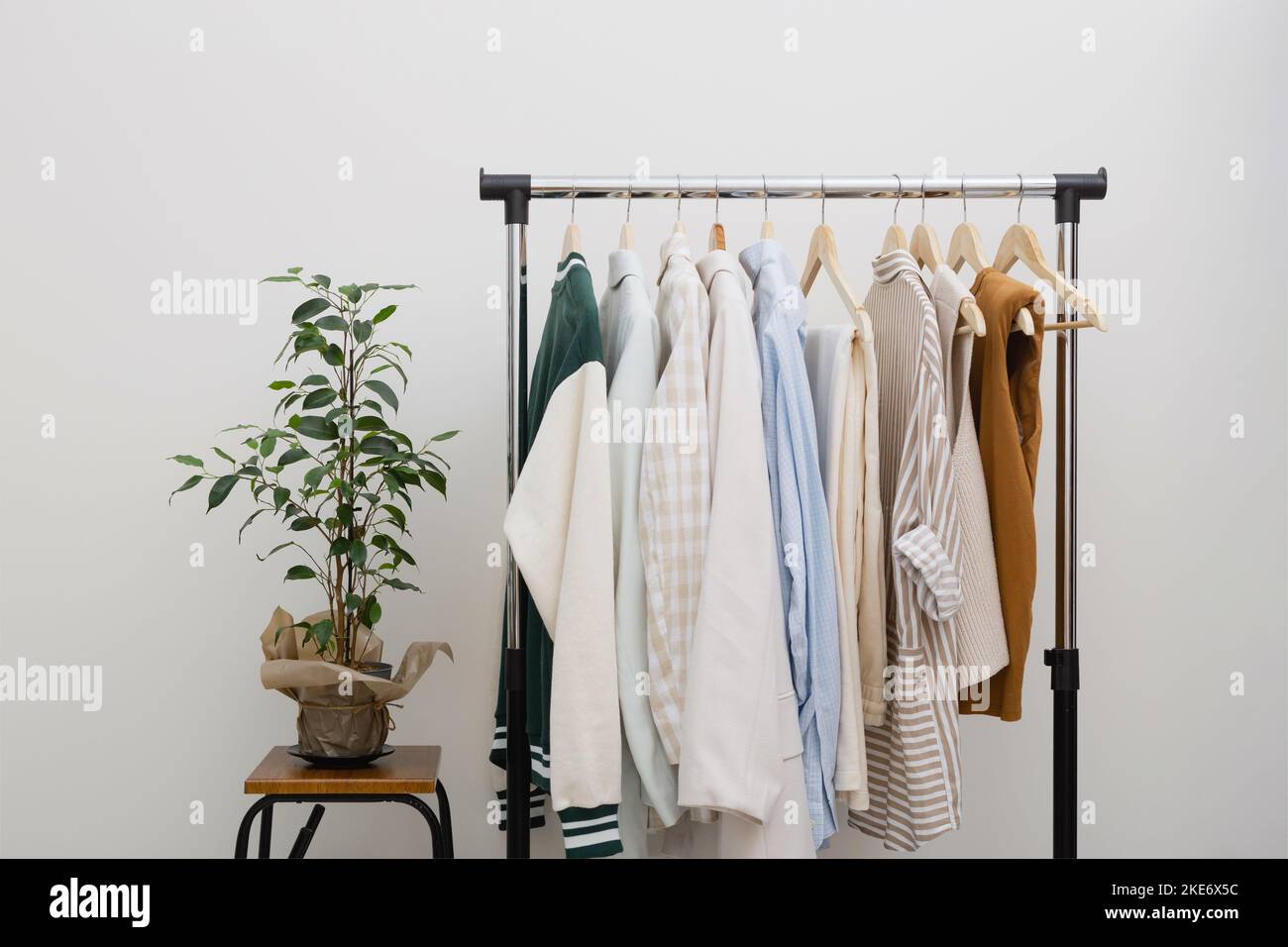 Clothes rack - Capsule eco friendly wardrobe Stock Photo - Alamy