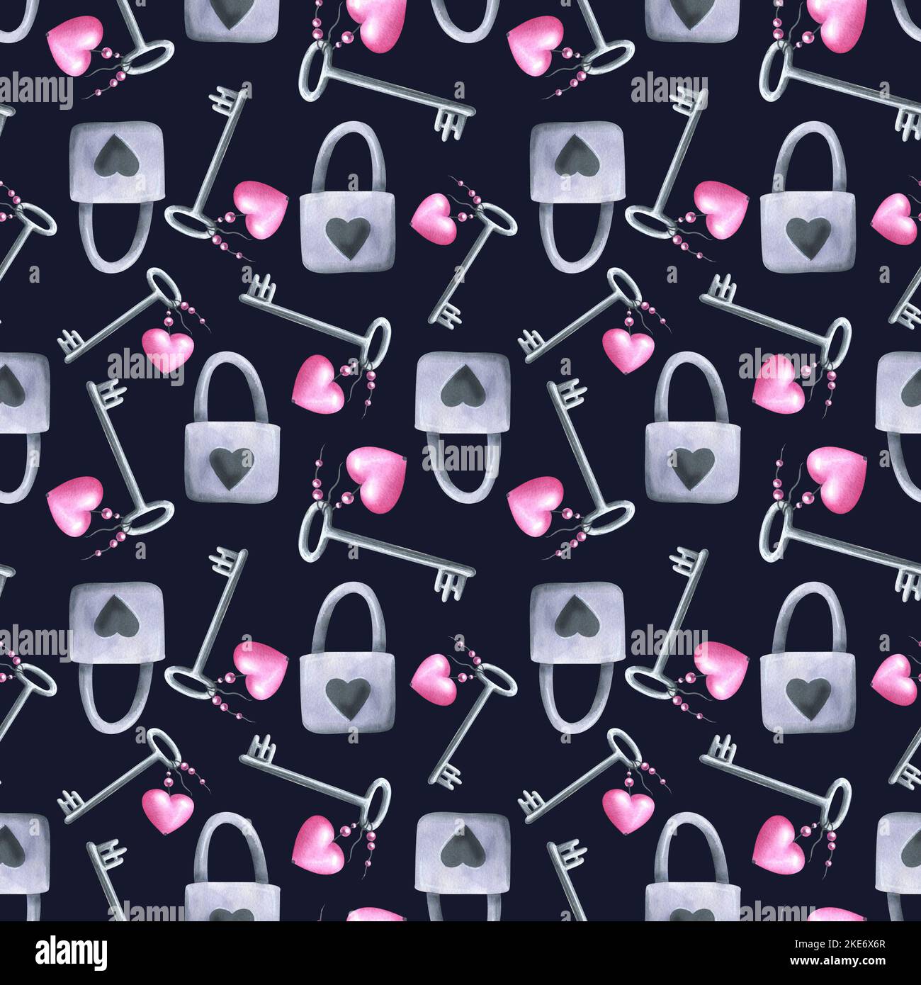 A lock with a heart-shaped keyhole and a key with a pink heart keychain ...