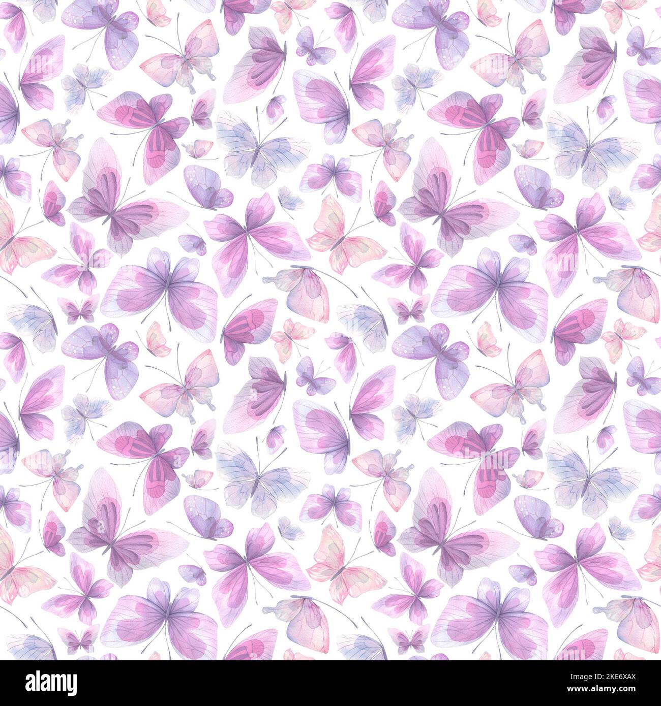 Delicate lilac butterflies on a white background, seamless pattern ...