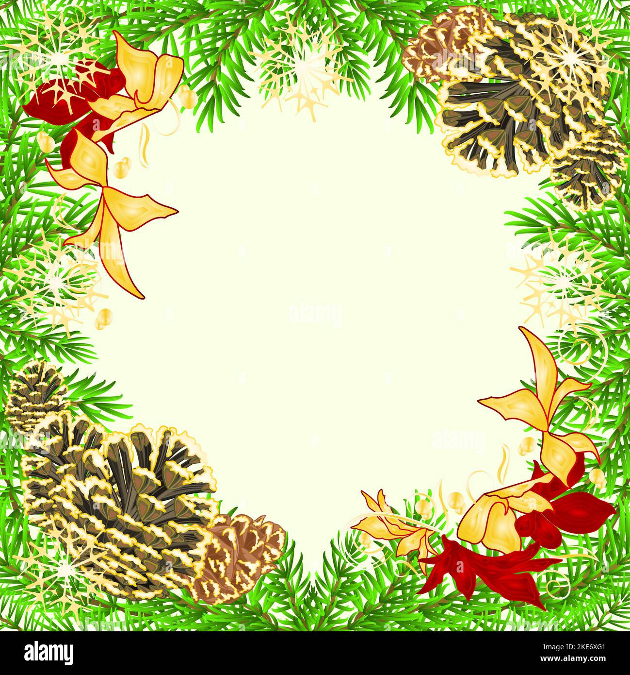 Christmas and New Year frame decoration red and golden poinsettia ...