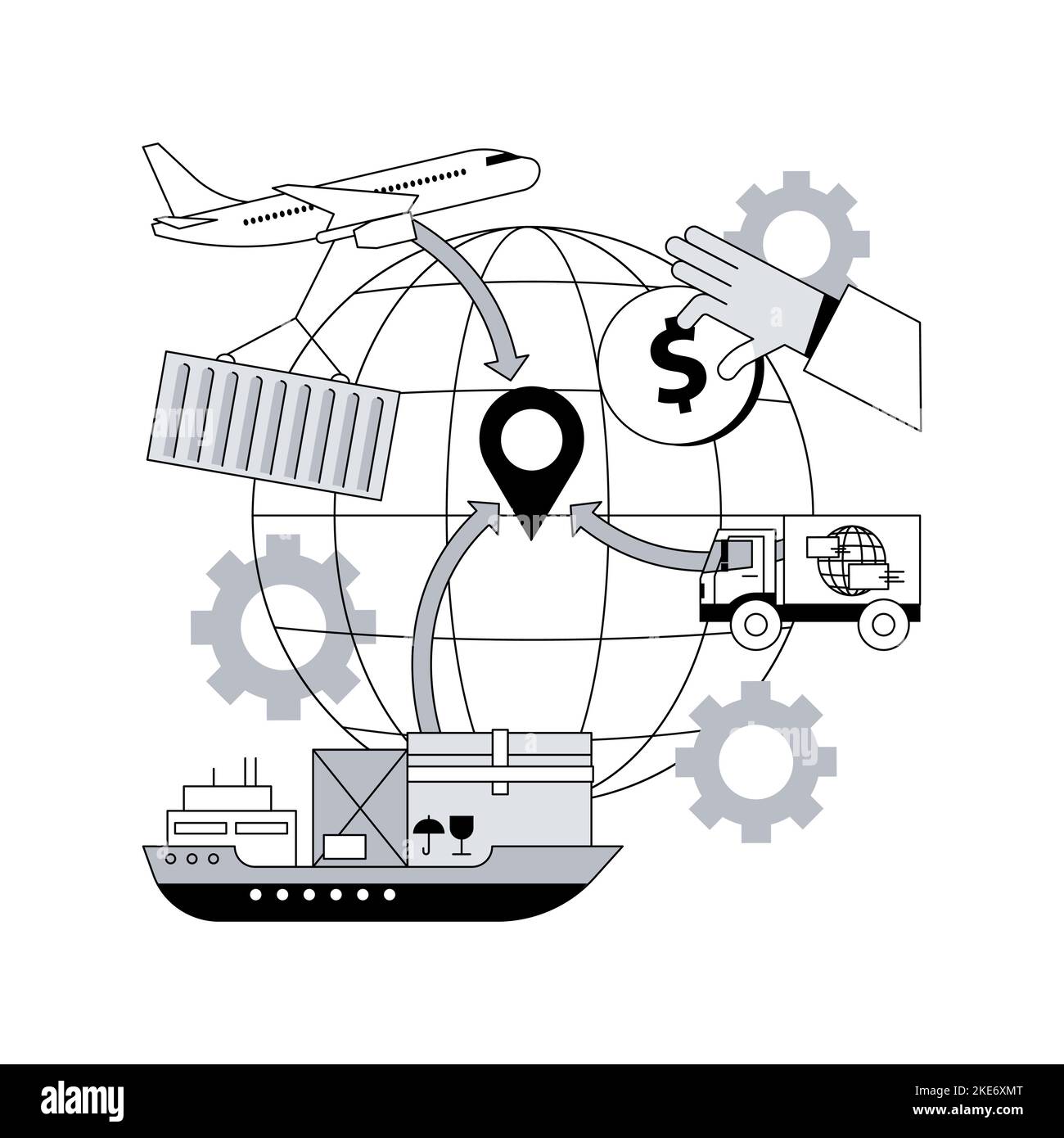 Import of goods and services abstract concept vector illustration ...