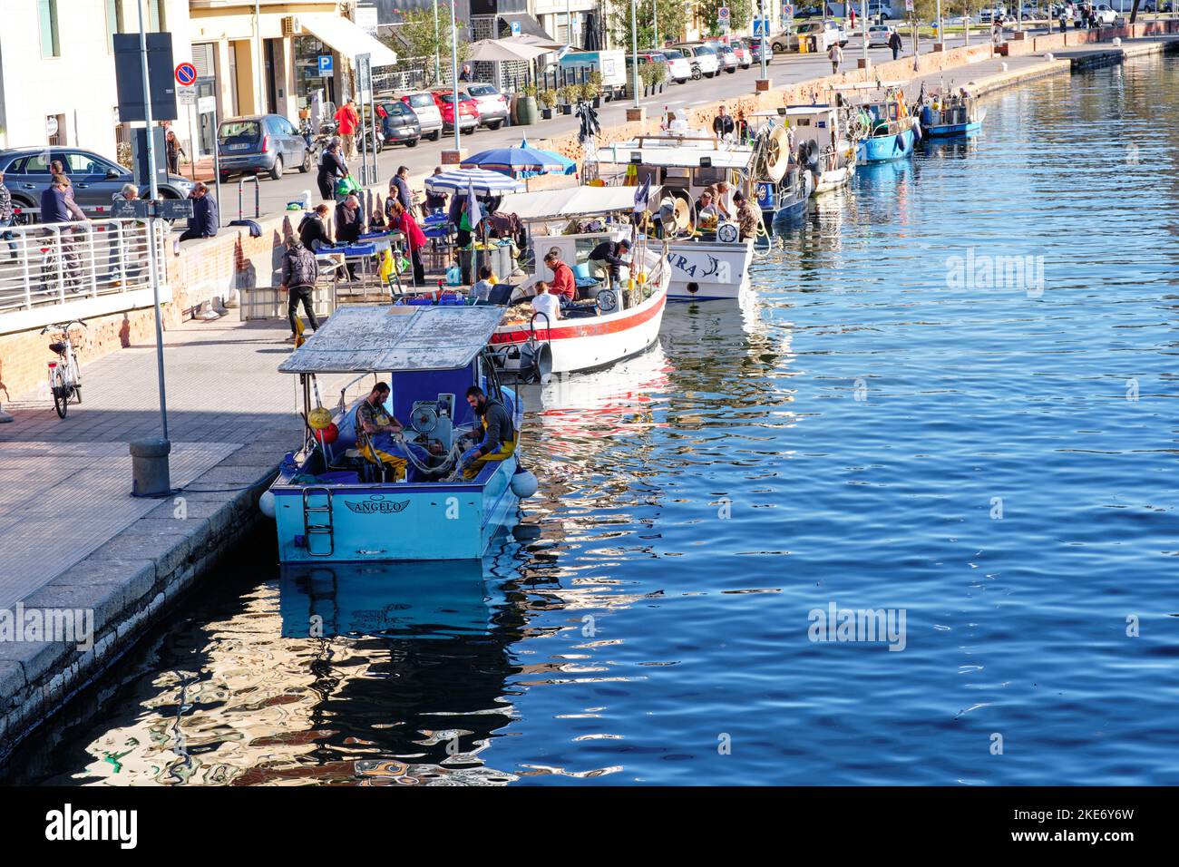 Viareggio, Italy - November 06, 2022: Fishing boats at the port ready ...