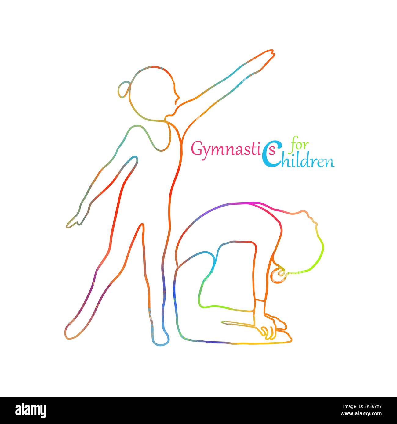 Children's gymnastics in one line. Vector illustration Stock Vector ...