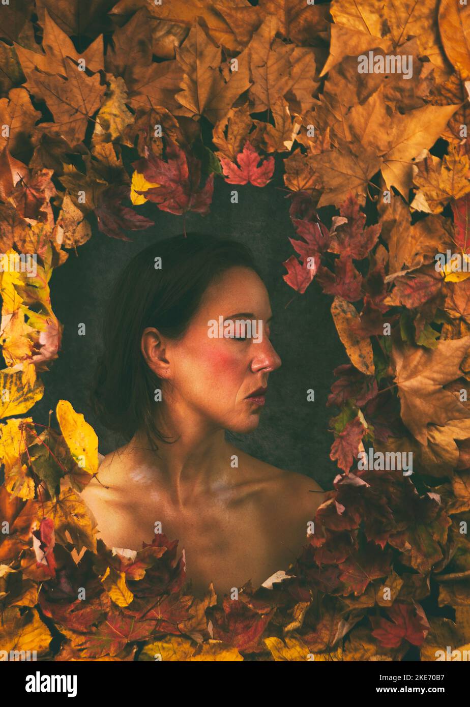 woman in the fall of life III Stock Photo - Alamy