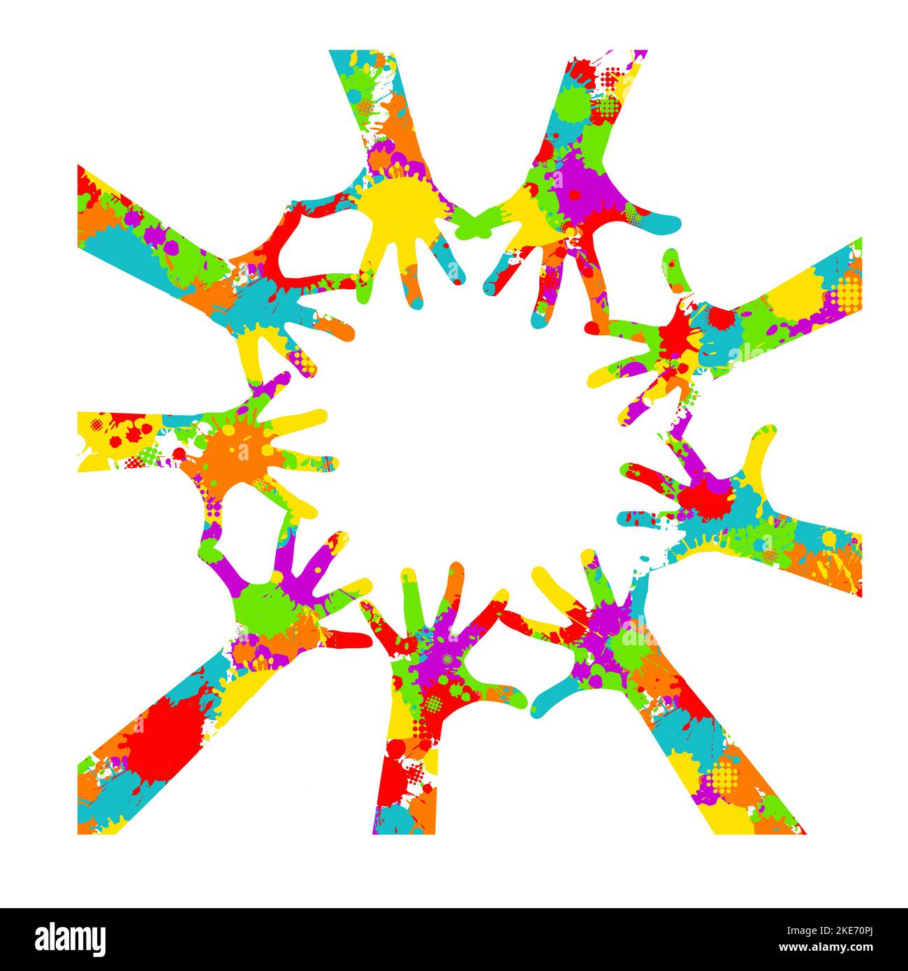 colored hands. Friendship. Frame with rainbow palms. Vector ...