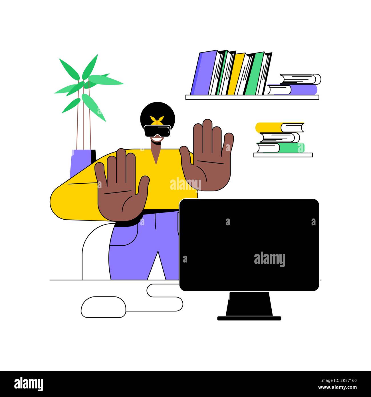 Virtual museum visit isolated cartoon vector illustrations. Student ...