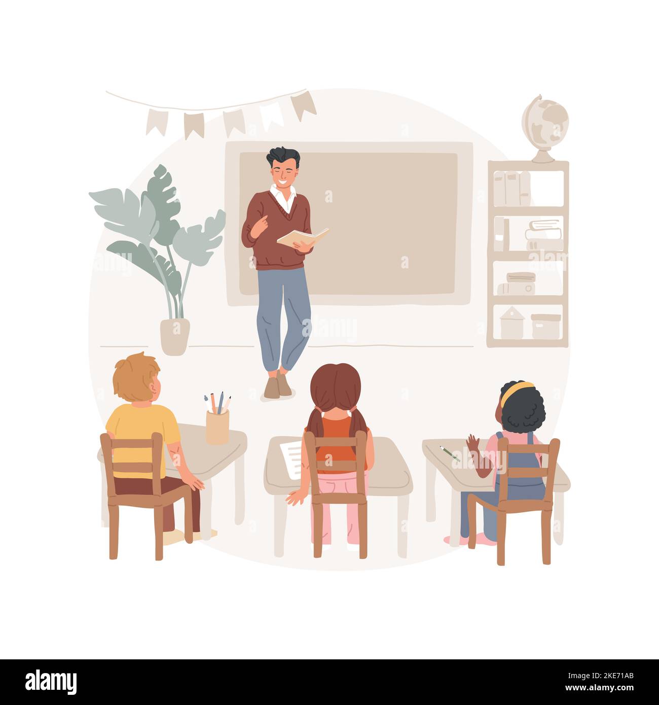 Storytelling isolated cartoon vector illustration. Teacher tells a ...