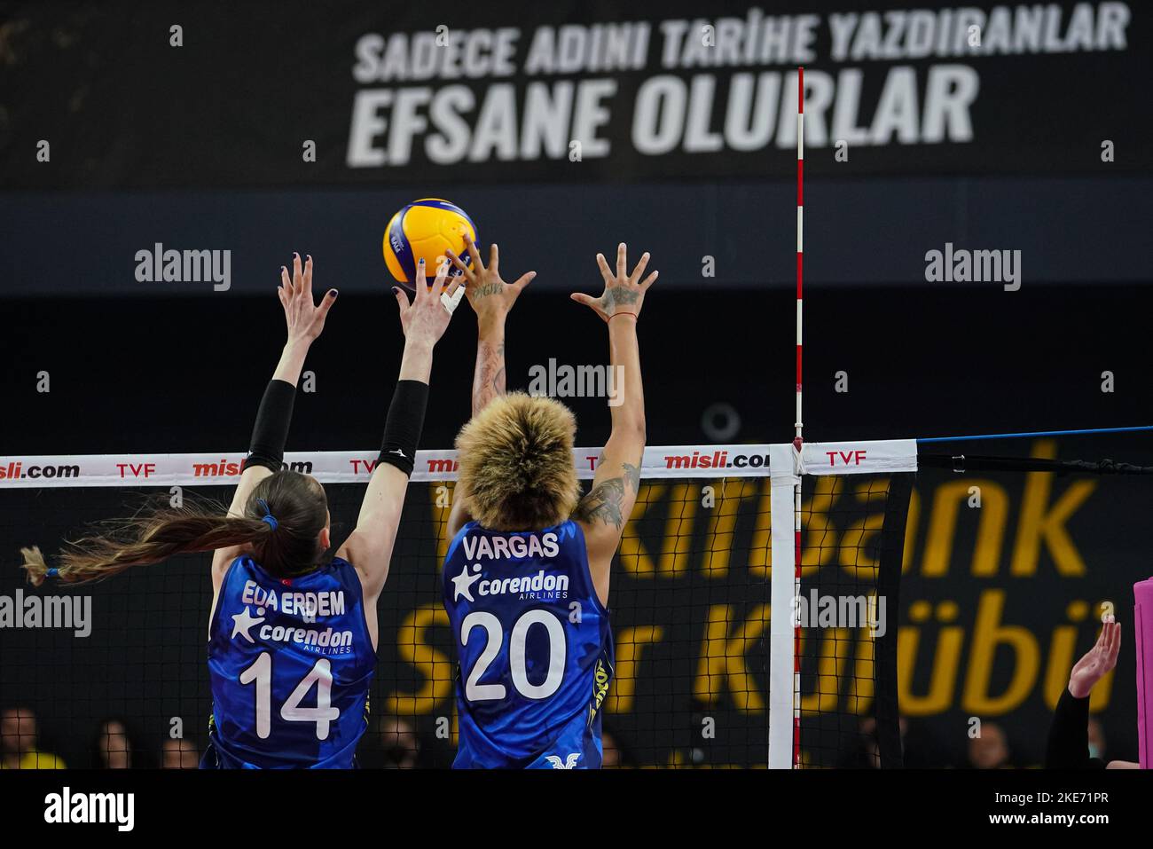 ISTANBUL, TURKEY - MAY 03, 2022: Eda Erdem Dundar and Melissa Vargas in ...