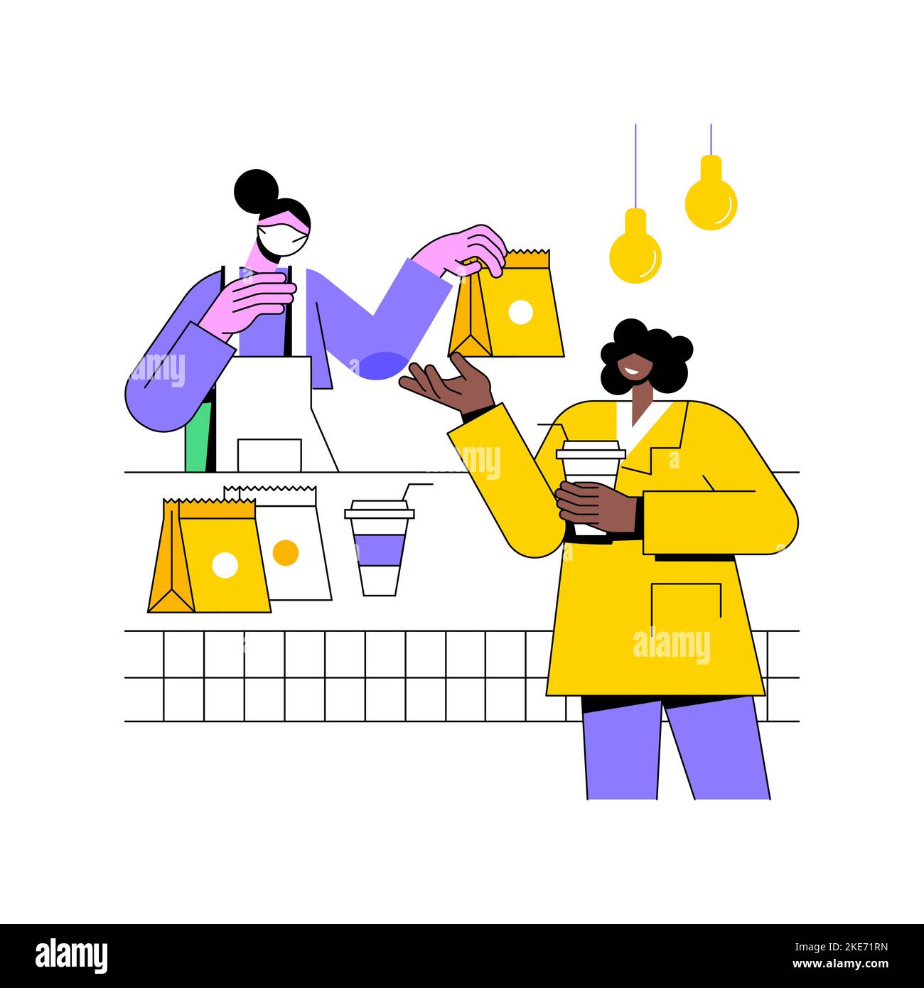 Make an order isolated cartoon vector illustrations. Woman in mask ...