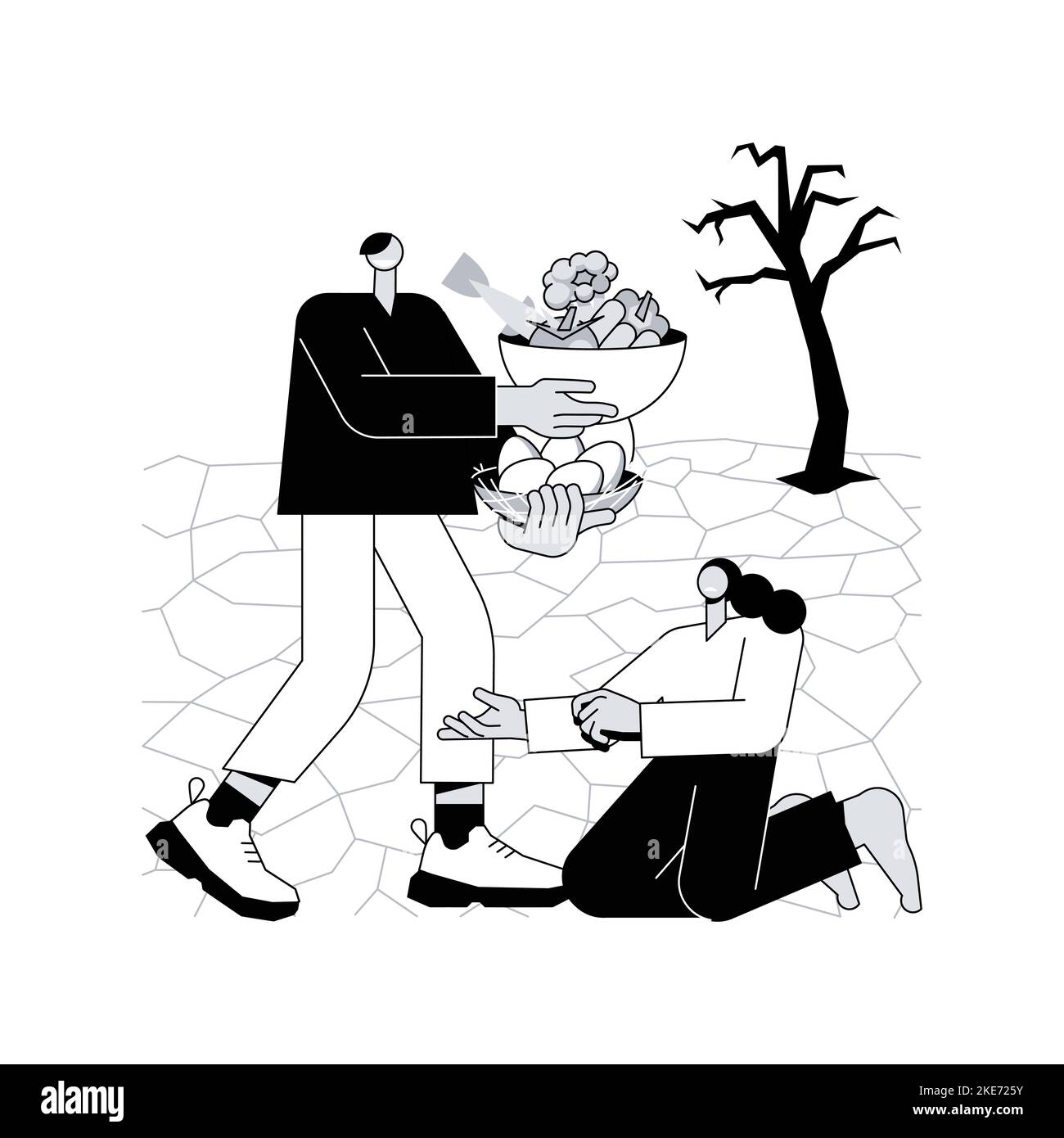 Starvation and malnutrition abstract concept vector illustration ...