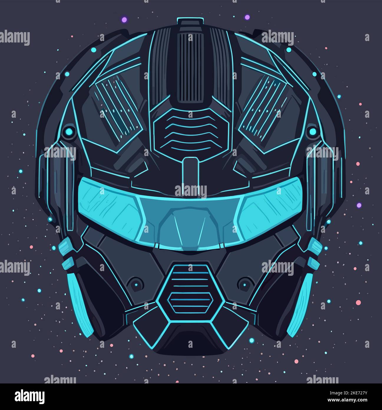 A mysterious futuristic cyberpunk helmet- the astronaut character Stock ...