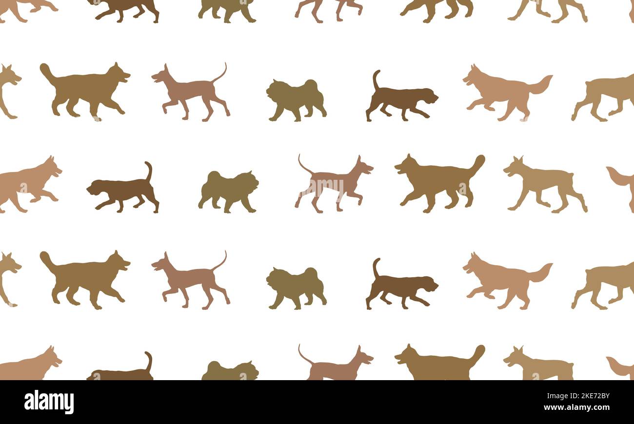 Seamless pattern. Dogs different breeds isolated on a white background ...
