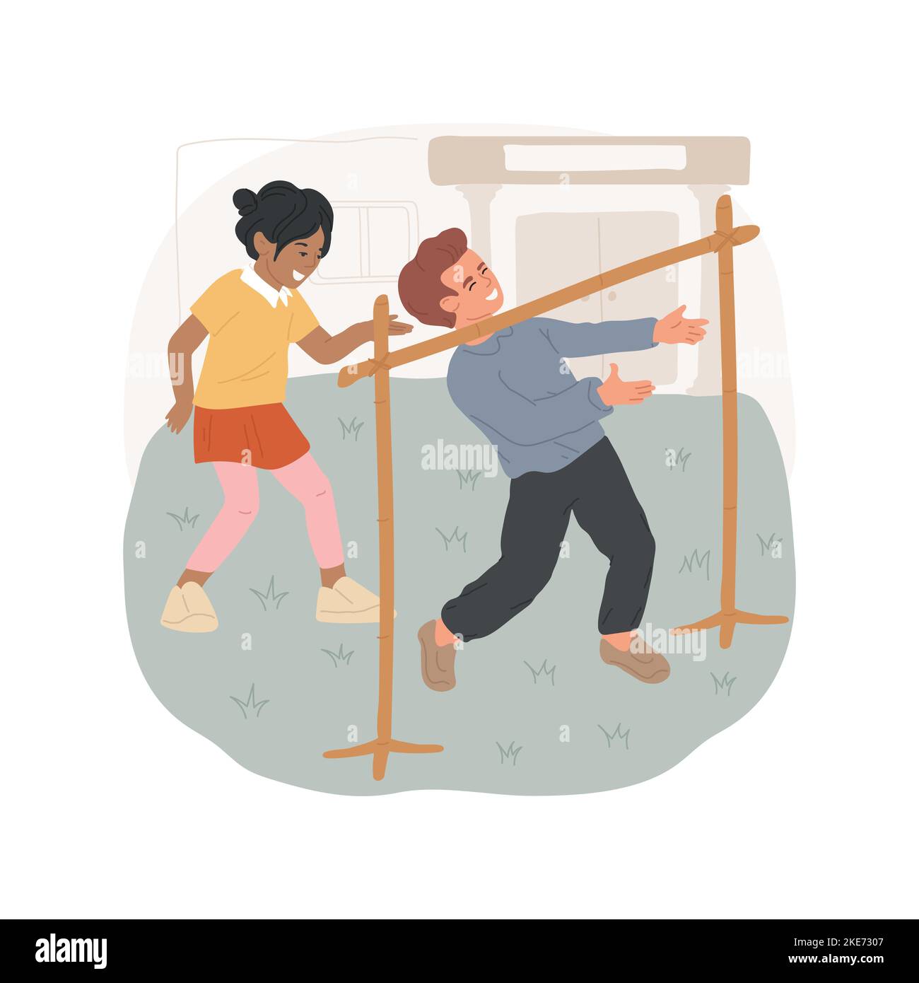Limbo isolated cartoon vector illustration. Children playing limbo game ...