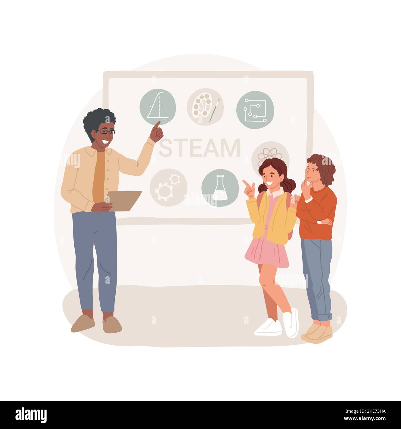 STEAM focused school isolated cartoon vector illustration. STEAM magnet ... STEAM focused school isolated cartoon vector illustration. STEAM magnet ...