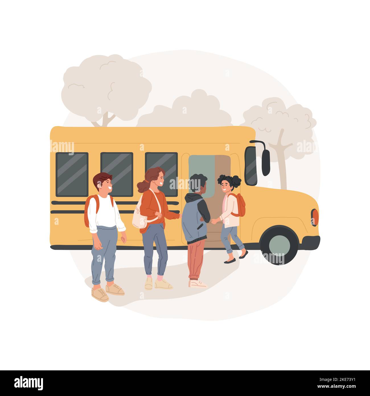 School bus isolated cartoon vector illustration. Transportation system ...