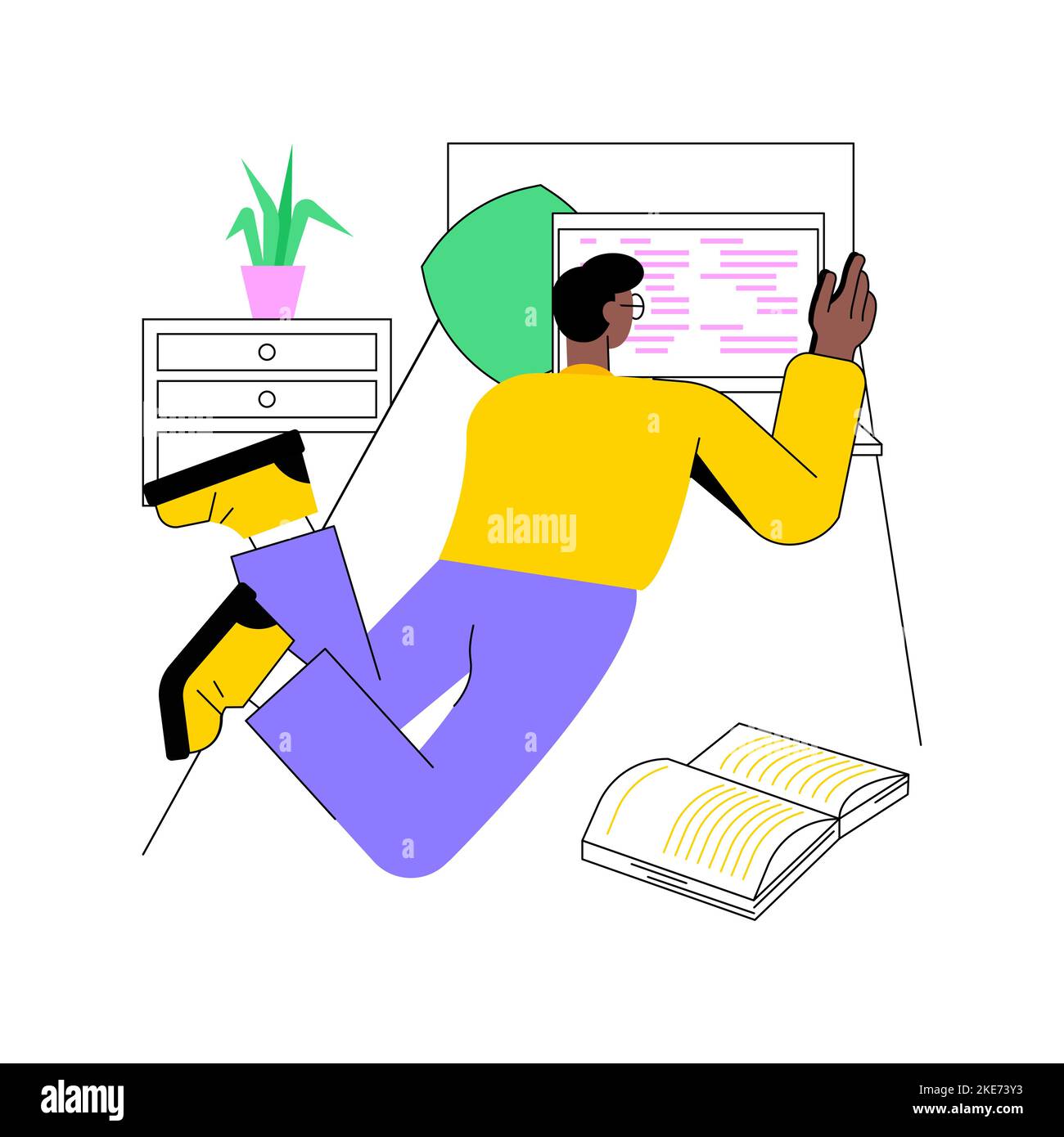 Development course isolated cartoon vector illustrations. Programming and coding on computer at ...