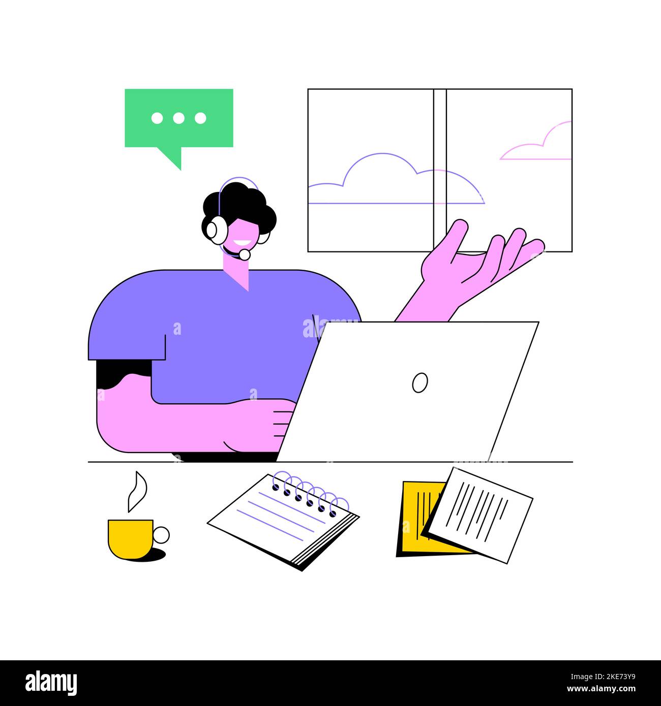 Business negotiations isolated cartoon vector illustrations. Focused student having business ...