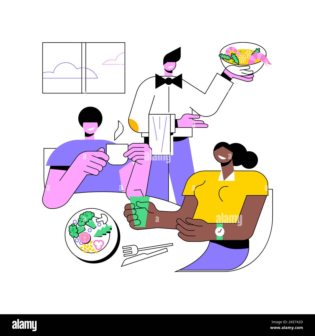 Lunch with colleagues isolated cartoon vector illustrations. Smiling ...