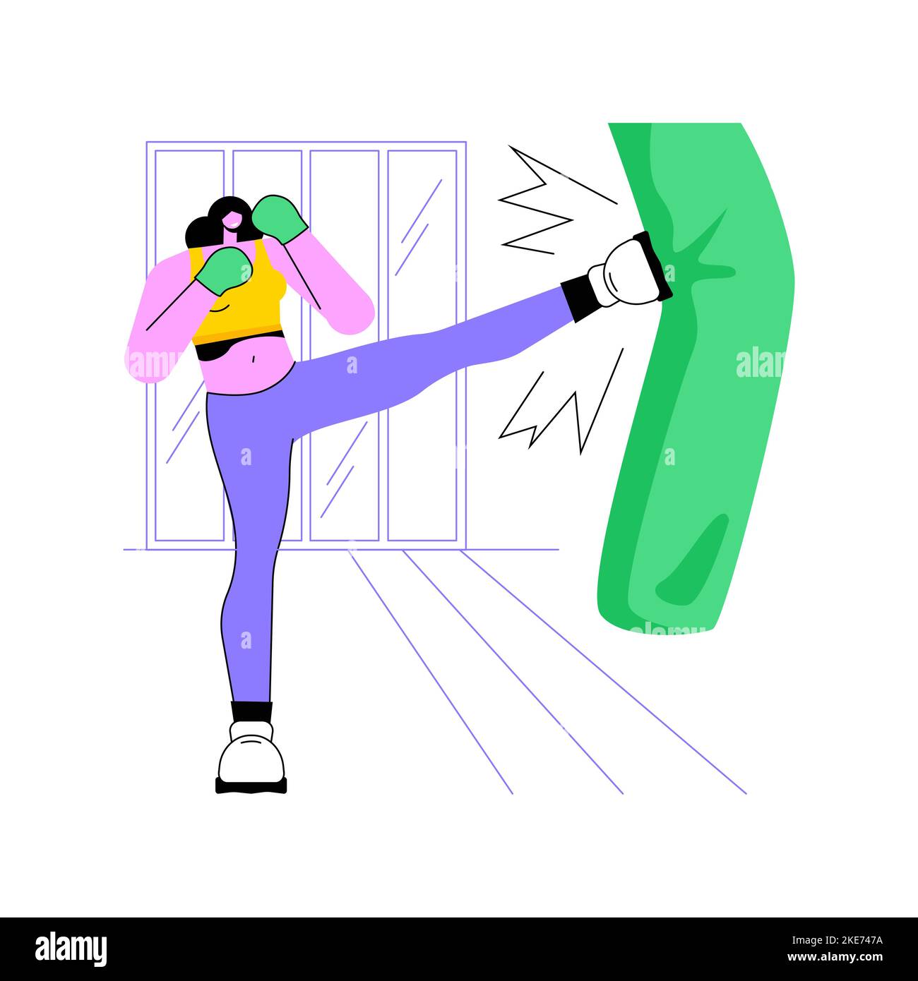 Practice blows isolated cartoon vector illustrations. Young sporty girl ...