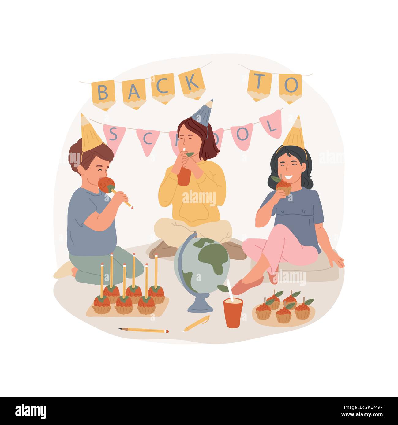 Back-to-school home party isolated cartoon vector illustration ...