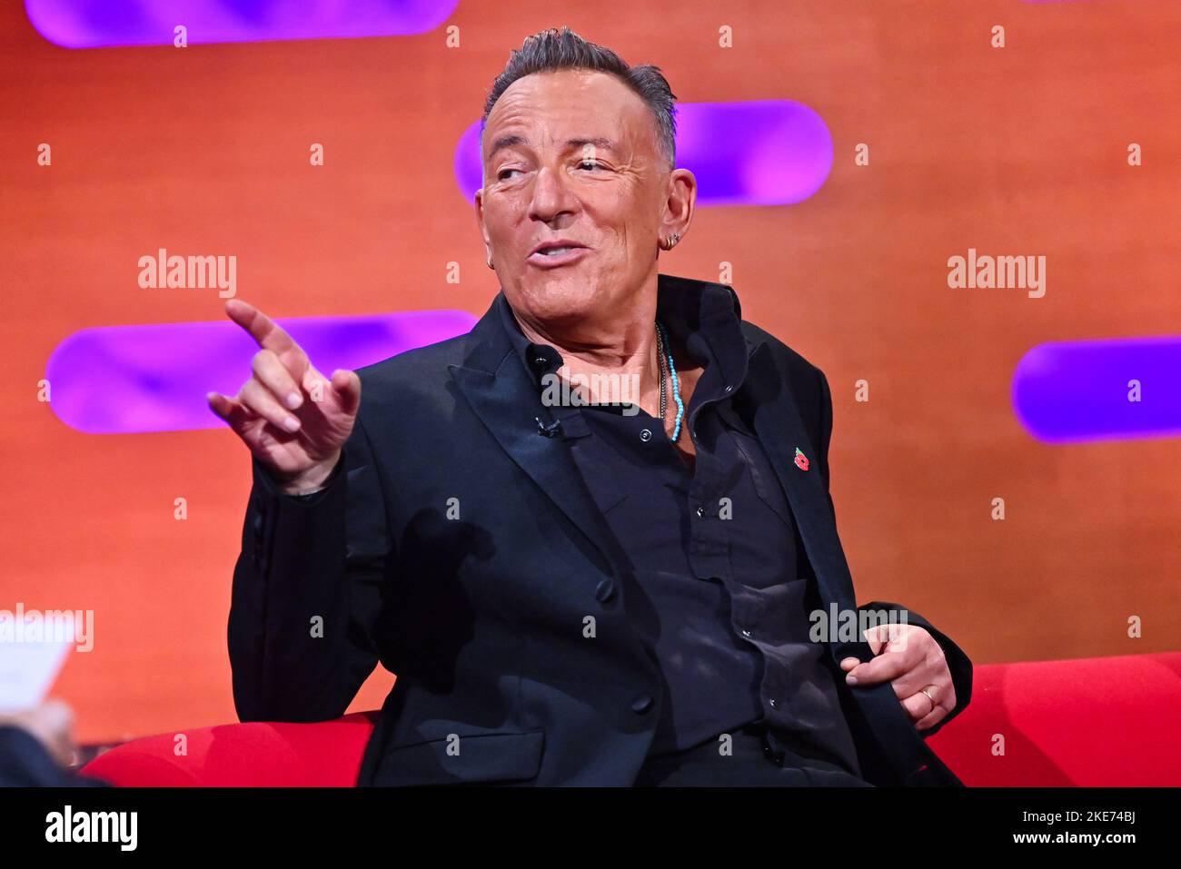 EDITORIAL USE ONLY Bruce Springsteen during filming for the Graham ...