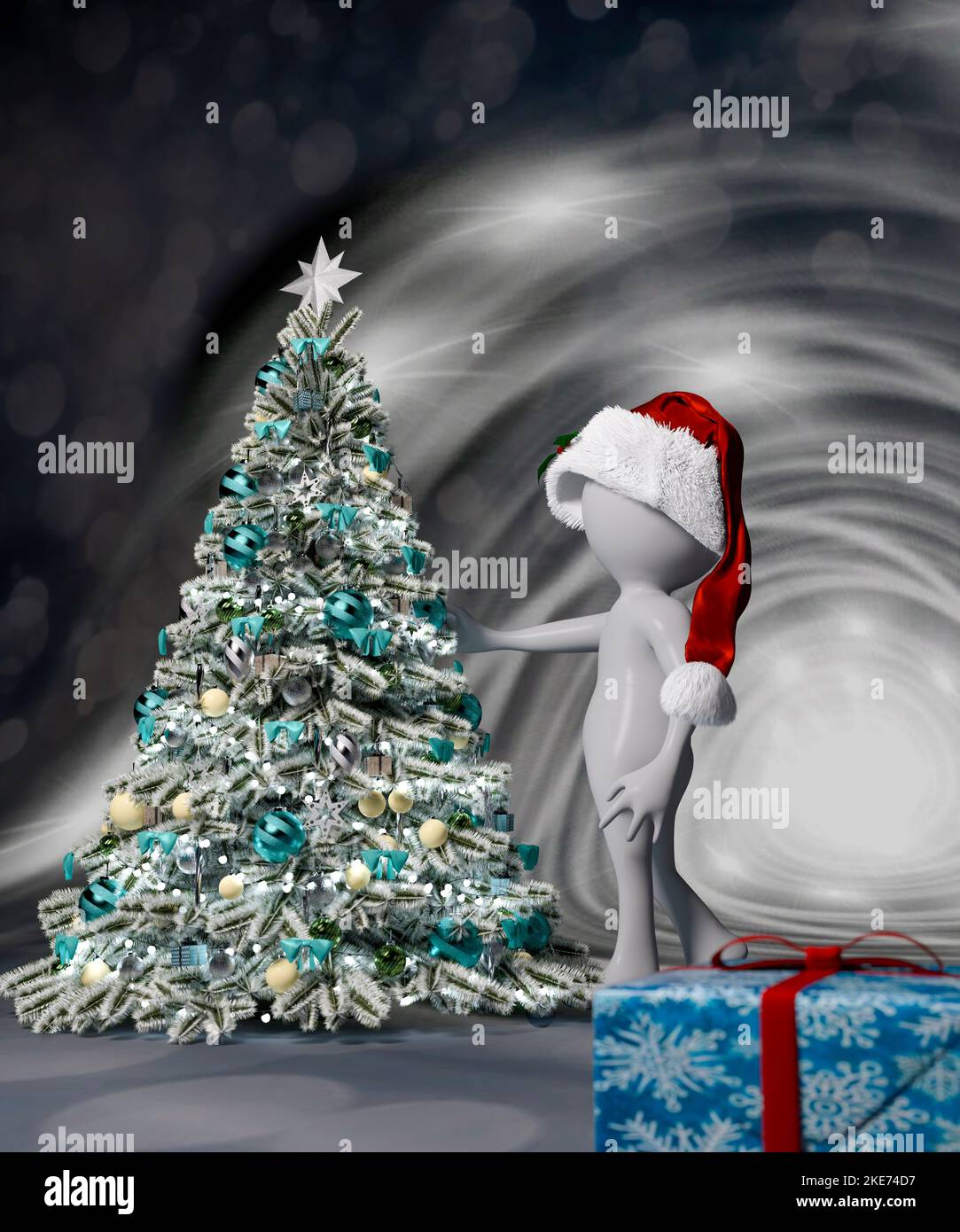 3d cartoon character in Santa Claus clothes over Christmas background ...