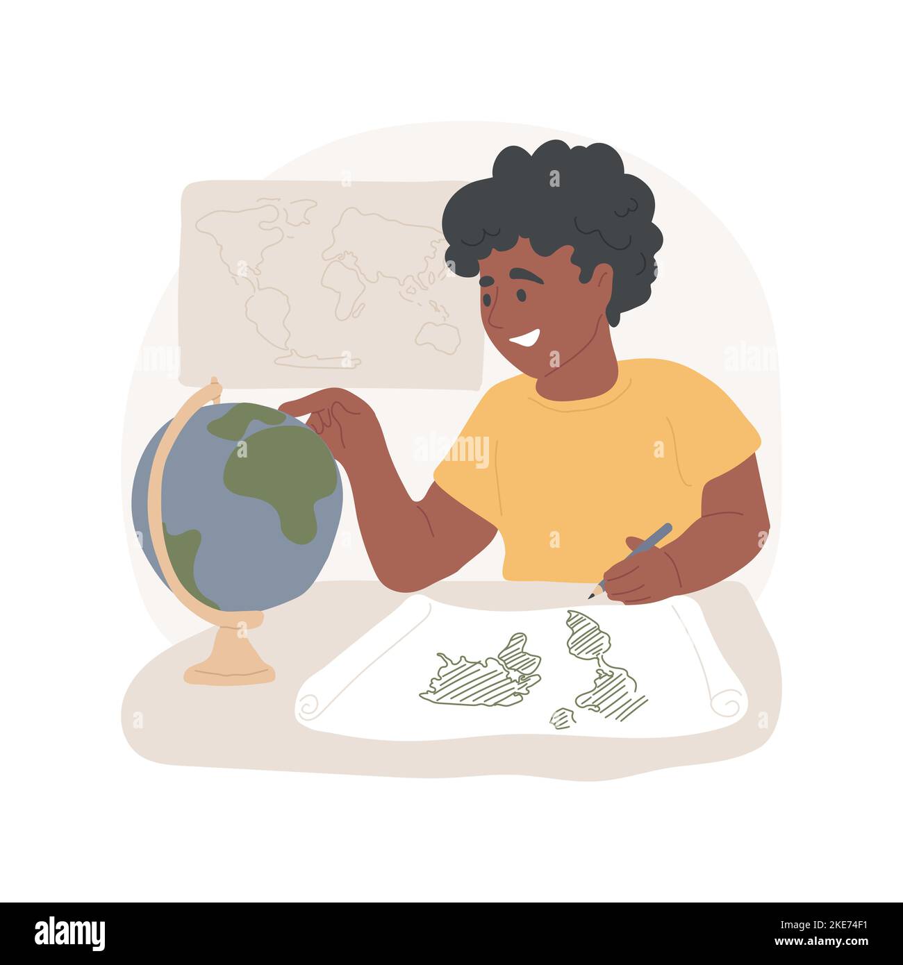 Study continents isolated cartoon vector illustration. Child learns to ...