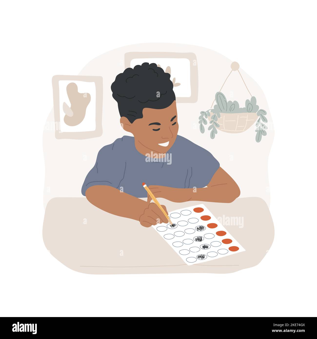 At-home testing isolated cartoon vector illustration. Student at home ...