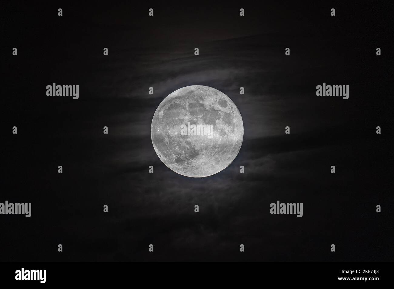 Full moon with cloudy background. Beaver Moon. Night photo with full ...