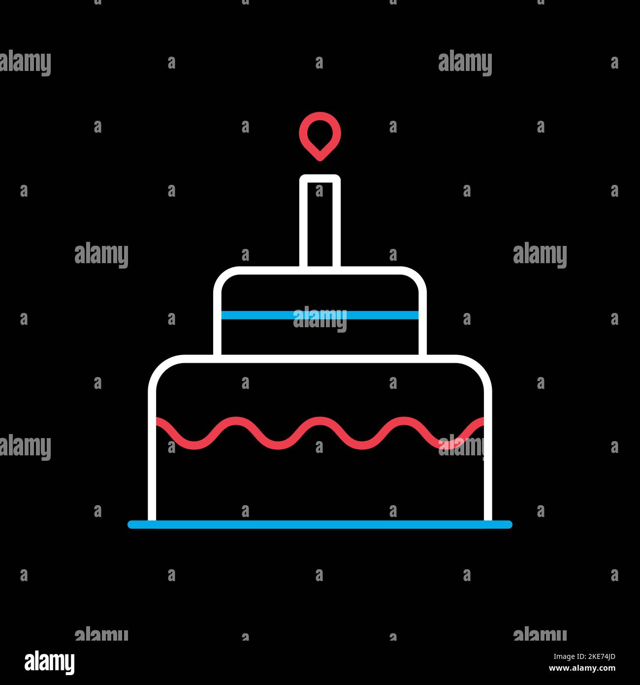 Birthday cake vector isolated on black background icon. Graph symbol ...
