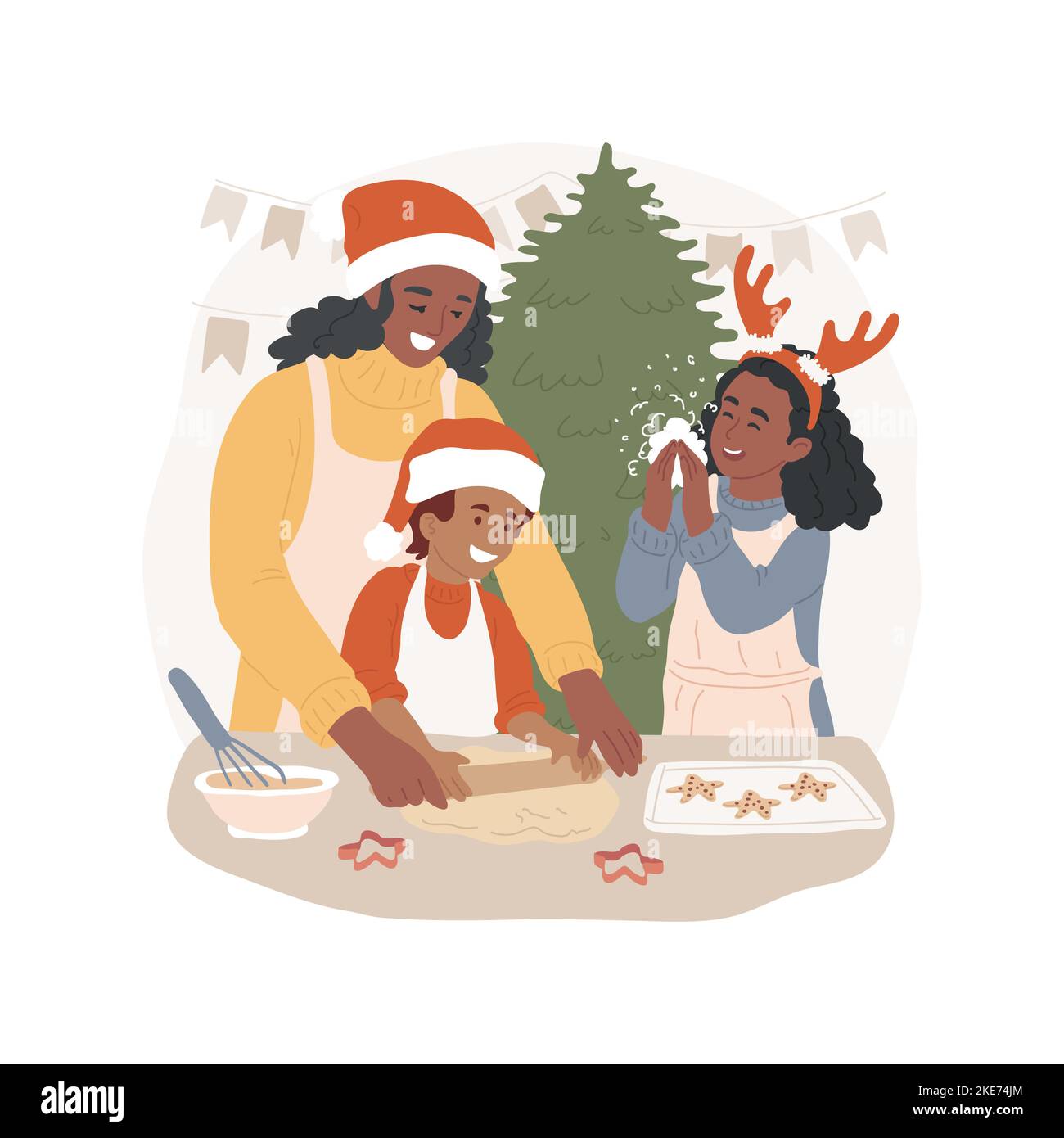 Christmas baking isolated cartoon vector illustration. Happy mother ...