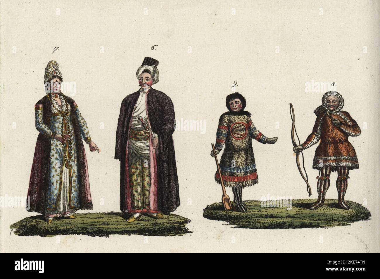 Costumes of European people, 18th century. Turkish man and woman in ...