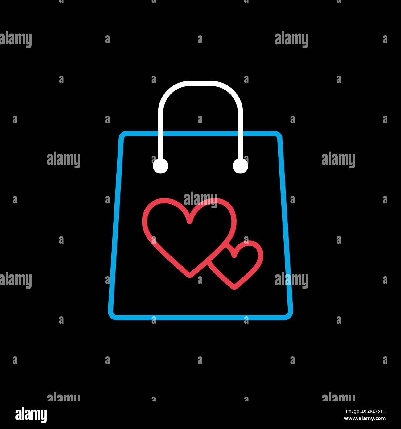 Gist bag with heart vector on black background icon. Graph symbol for ...