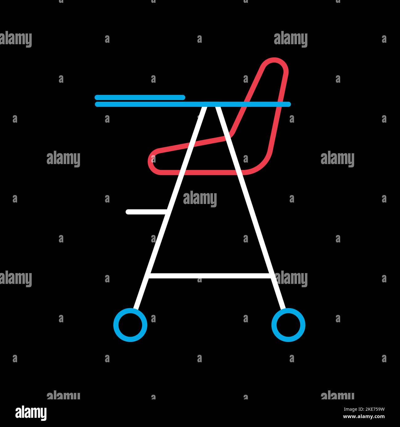 Baby chair vector isolated on black background icon. Graph symbol for ...