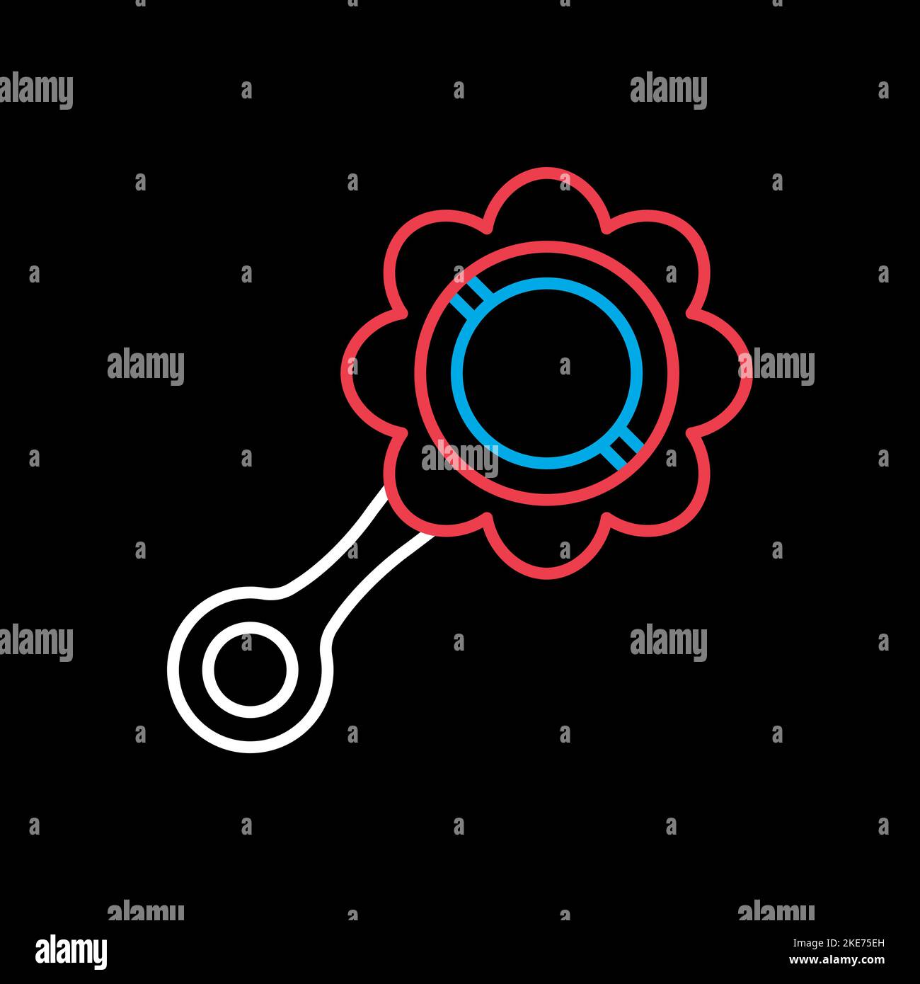 Baby rattle toy vector isolated on black background icon. Graph symbol ...
